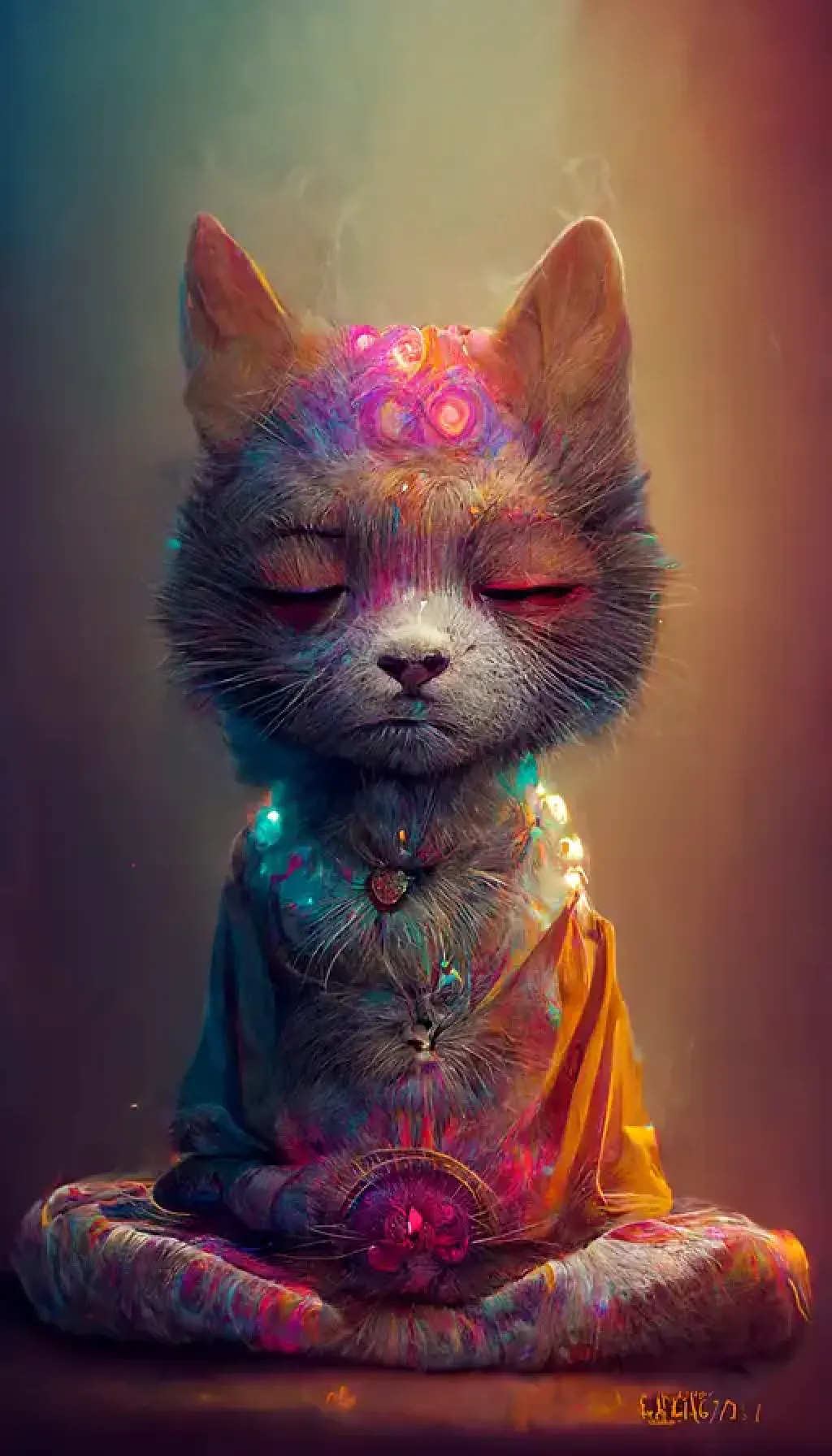 meditating cute cat::2 looking【Midjourney中国】