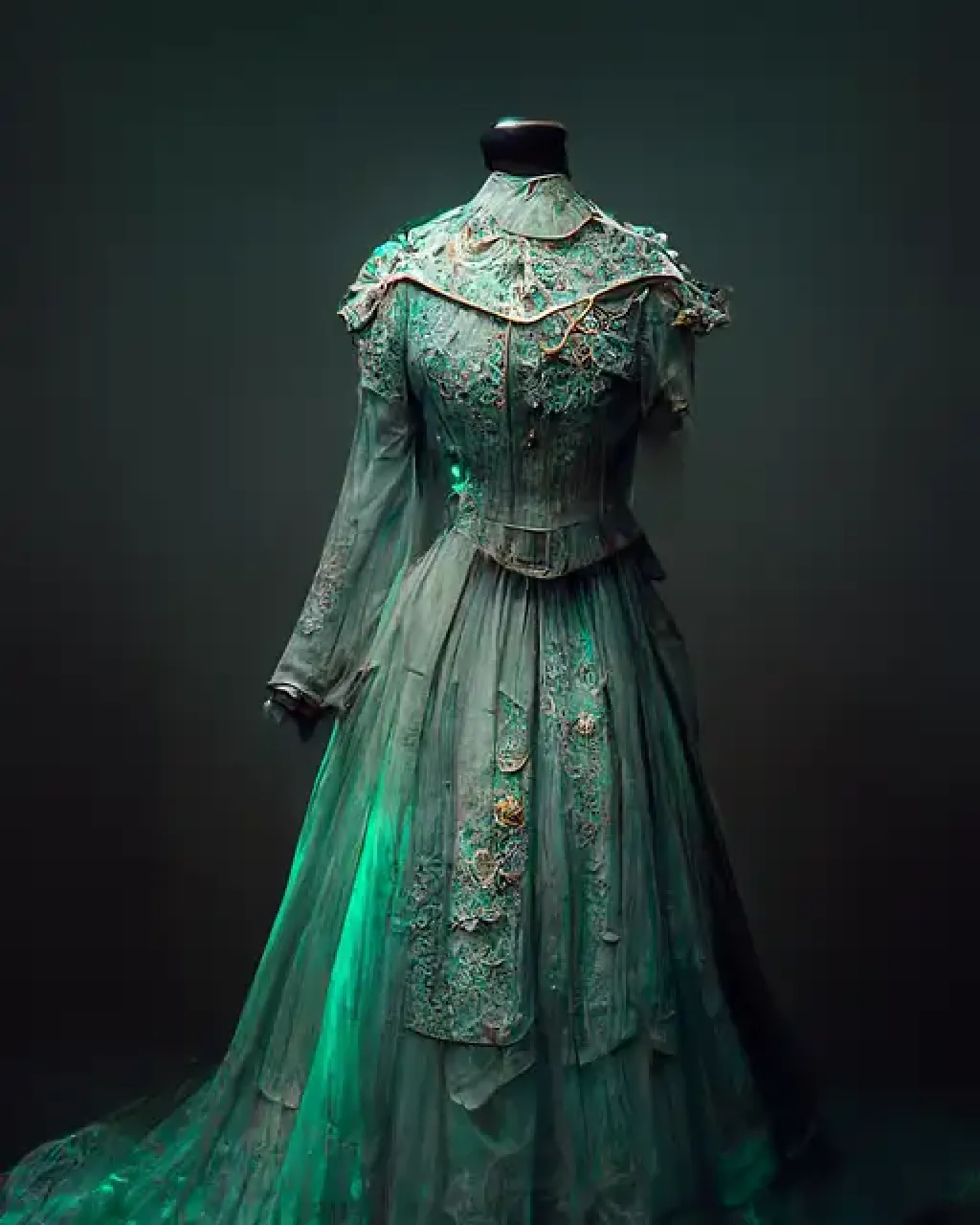 jade iridescent victorian dres【Midjourney中国】