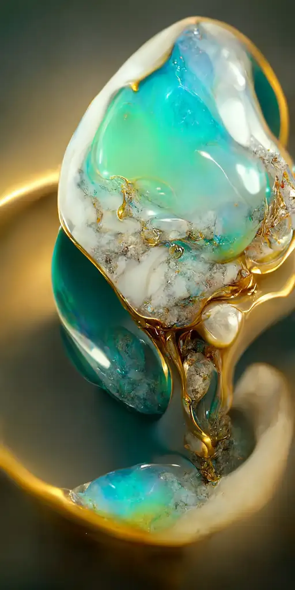 fluid art, amazonite, quartz, 【Midjourney中国】