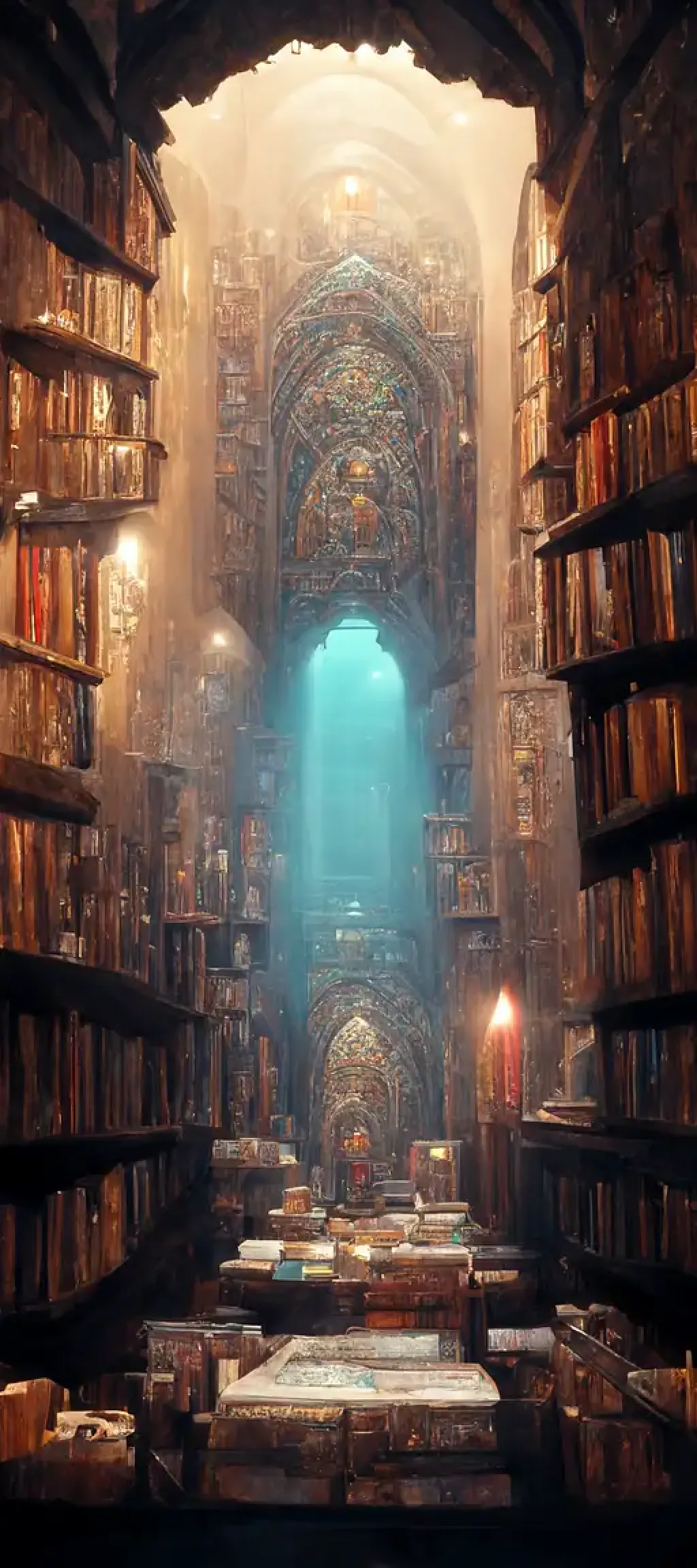 an old medieval library fantas【Midjourney中国】