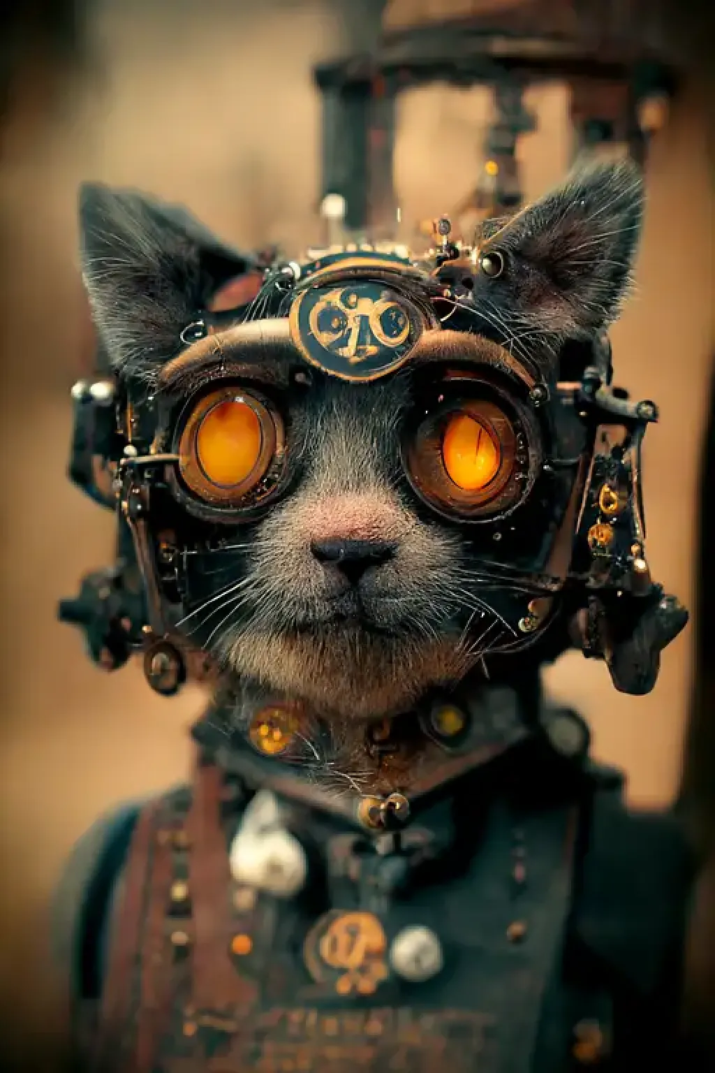 steampunk cat, octane render, 【Midjourney中国】