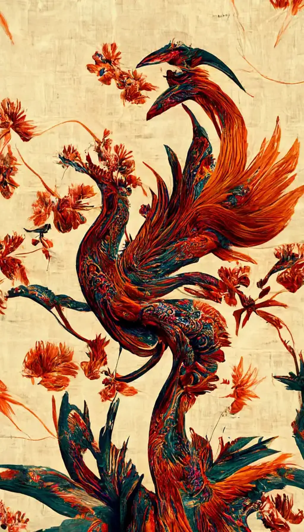 chinese batik, phoenix::2 flor【Midjourney中国】