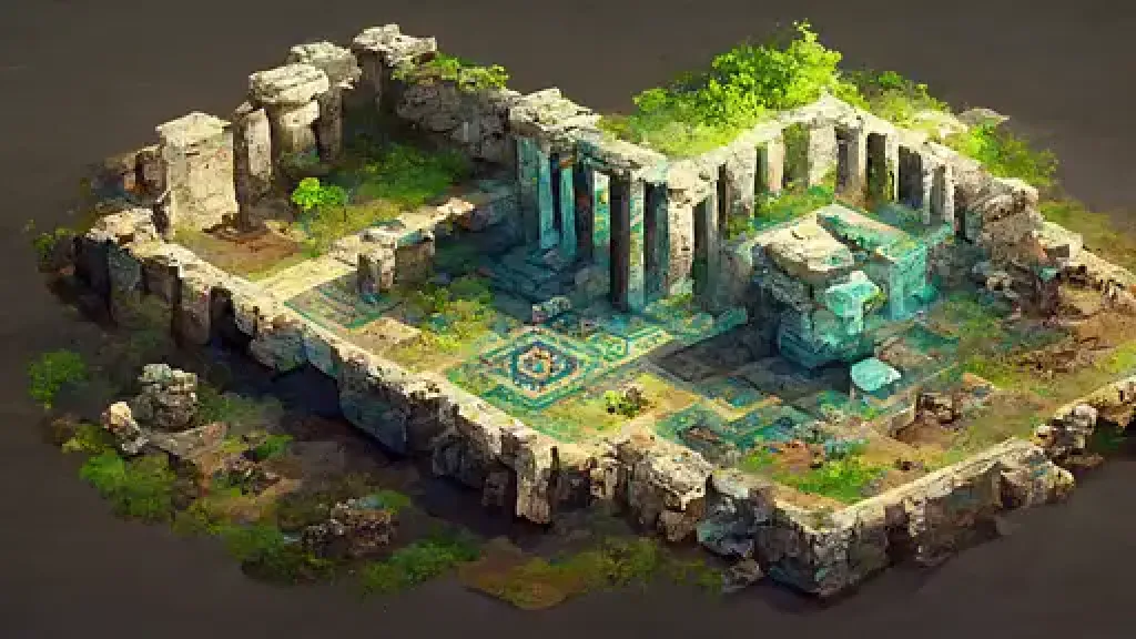 Isometric ancient Ruins map, v【Midjourney中国】