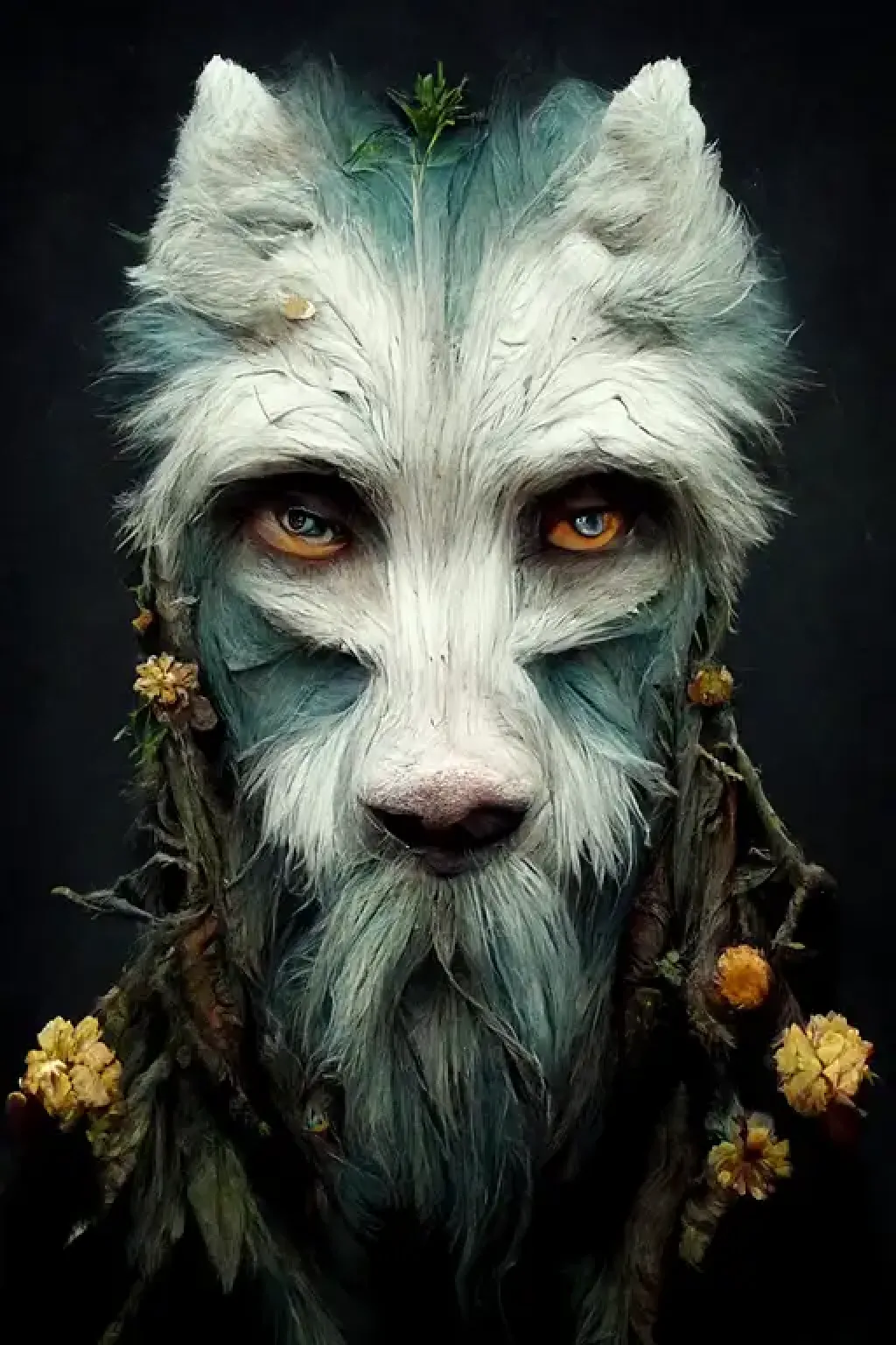 Anthropomorphized wolf druid, 【Midjourney中国】