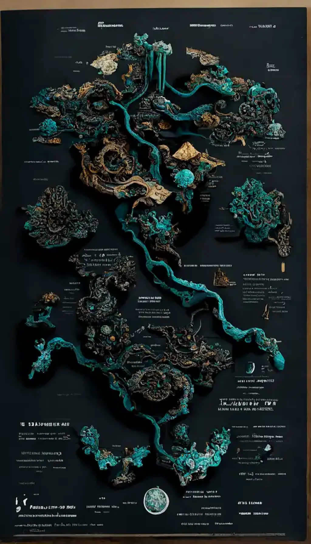 an exquisite 3d map, black and【Midjourney中国】