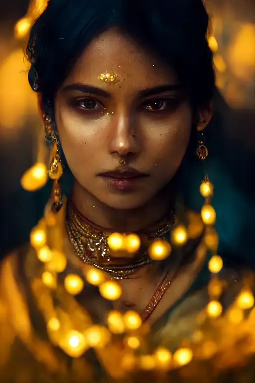 portrait beautiful indian woma【Midjourney中国】