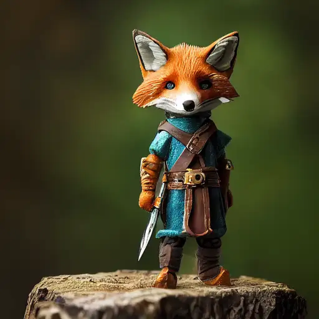 a fox adventurer, D&D mini【Midjourney中国】