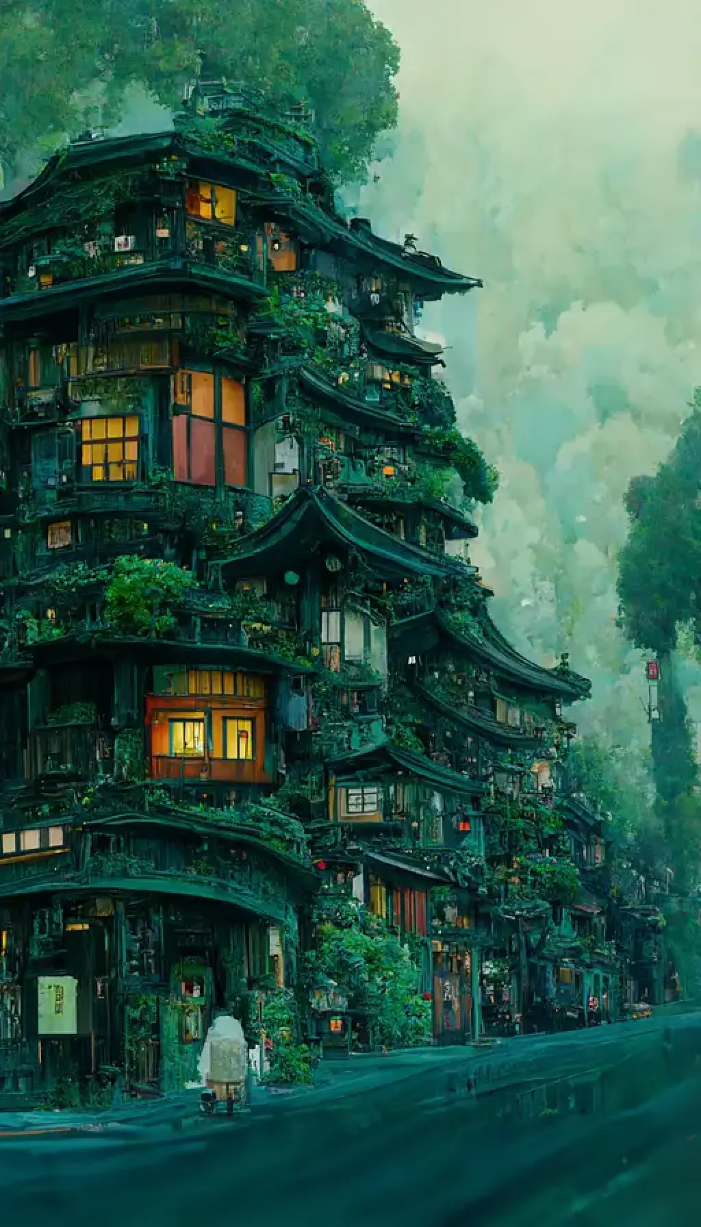 city,Spirited Away,Studio Ghib【Midjourney中国】
