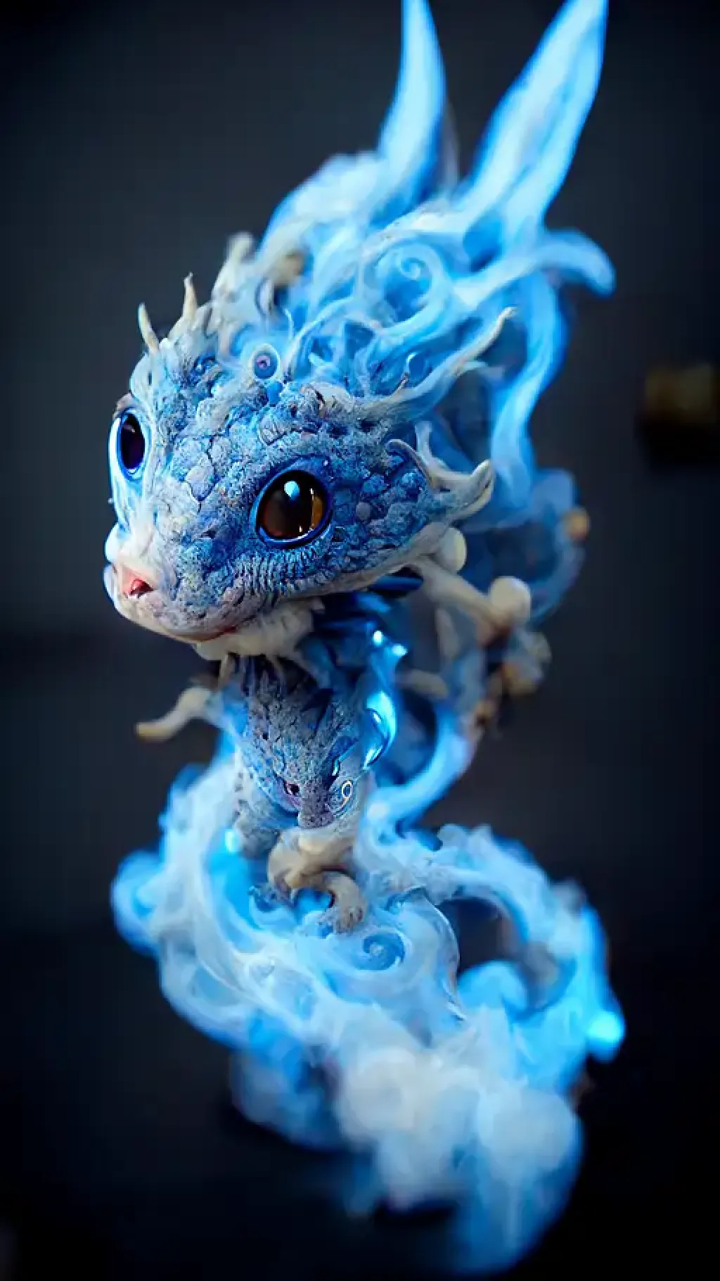 blue lightning baby dragon, in【Midjourney中国】