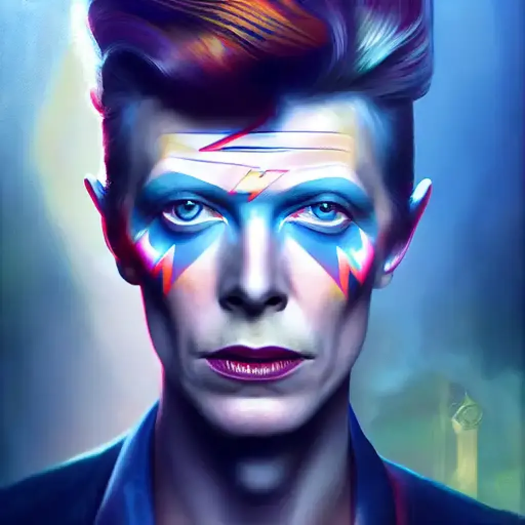 Portrait of Retro David Bowie,【Midjourney中国】