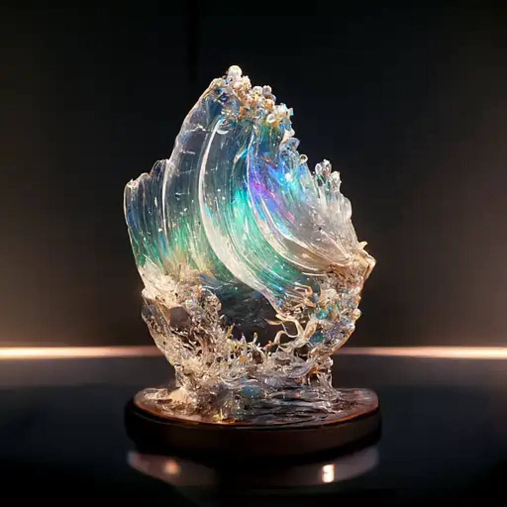 ocean wave shape crystal sculp【Midjourney中国】