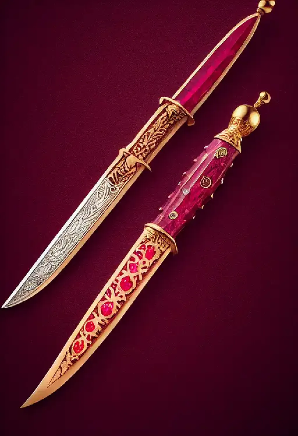 magic tiger dagger made of gol【Midjourney中国】