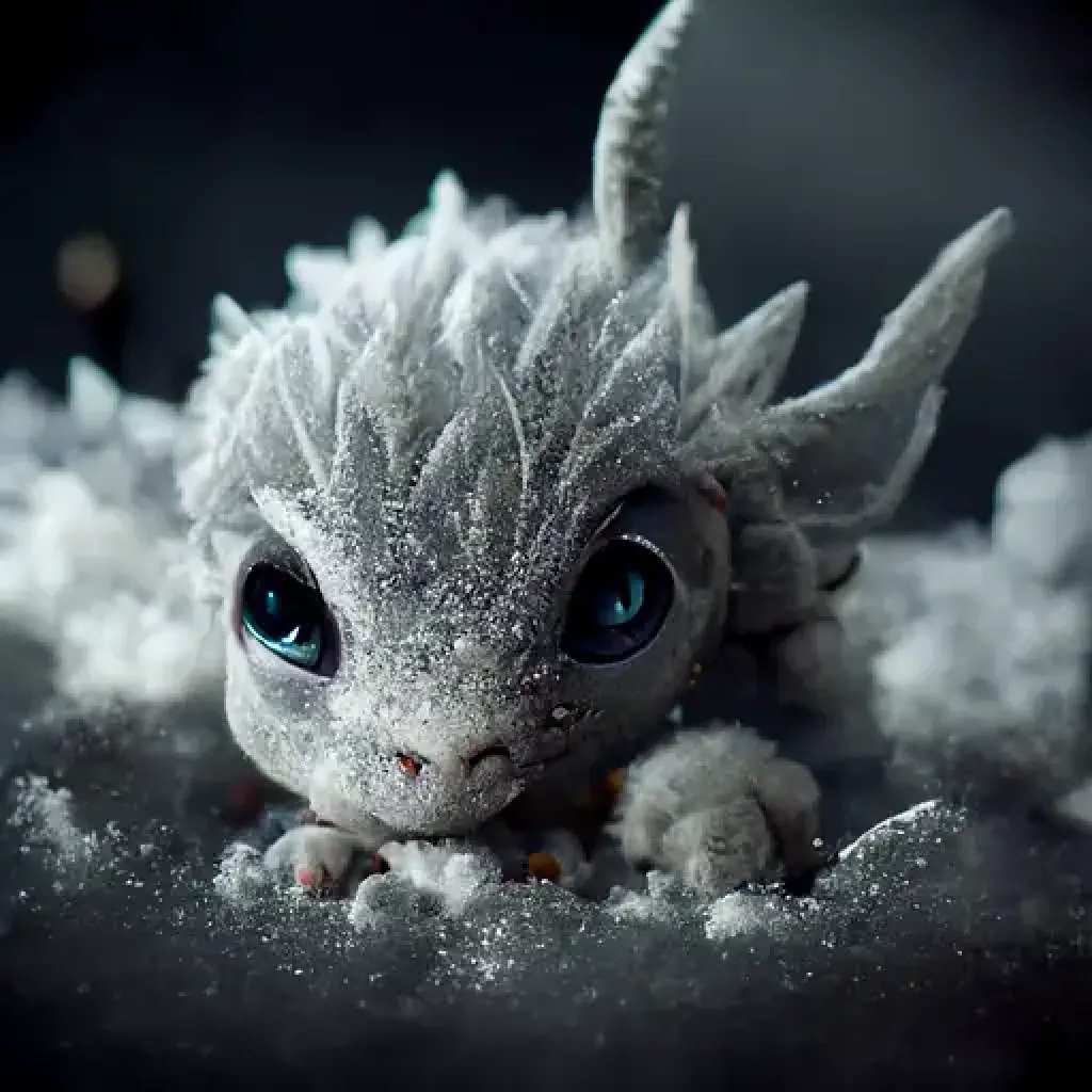 a baby silver dragon in the sn【Midjourney中国】