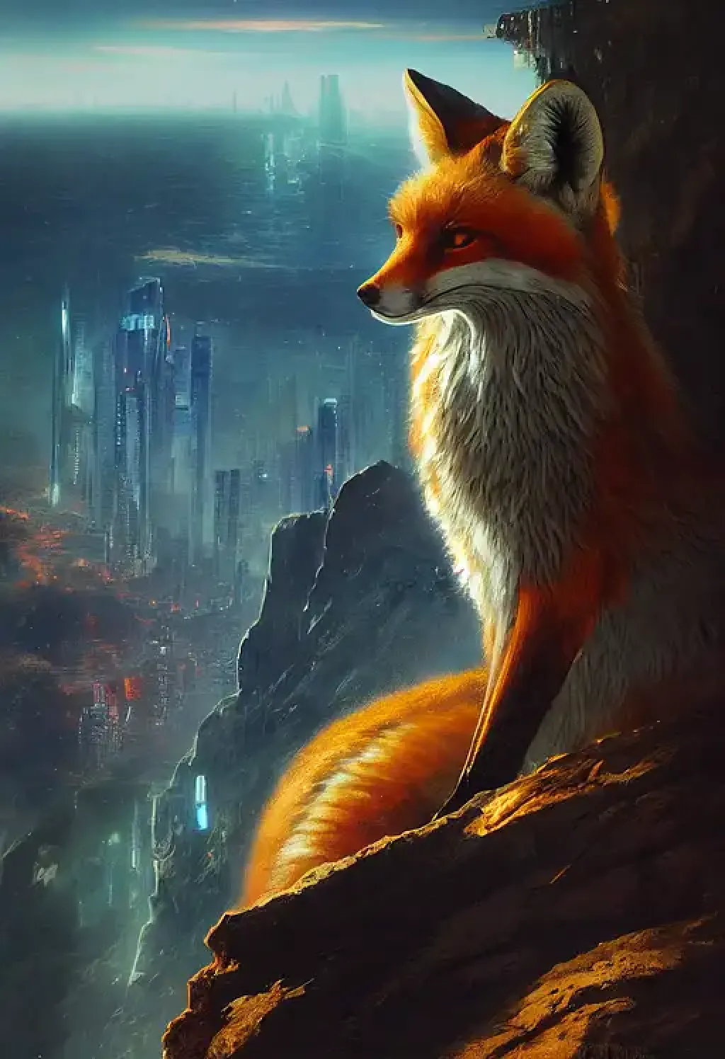 elegant anthropomorphic fox up【Midjourney中国】