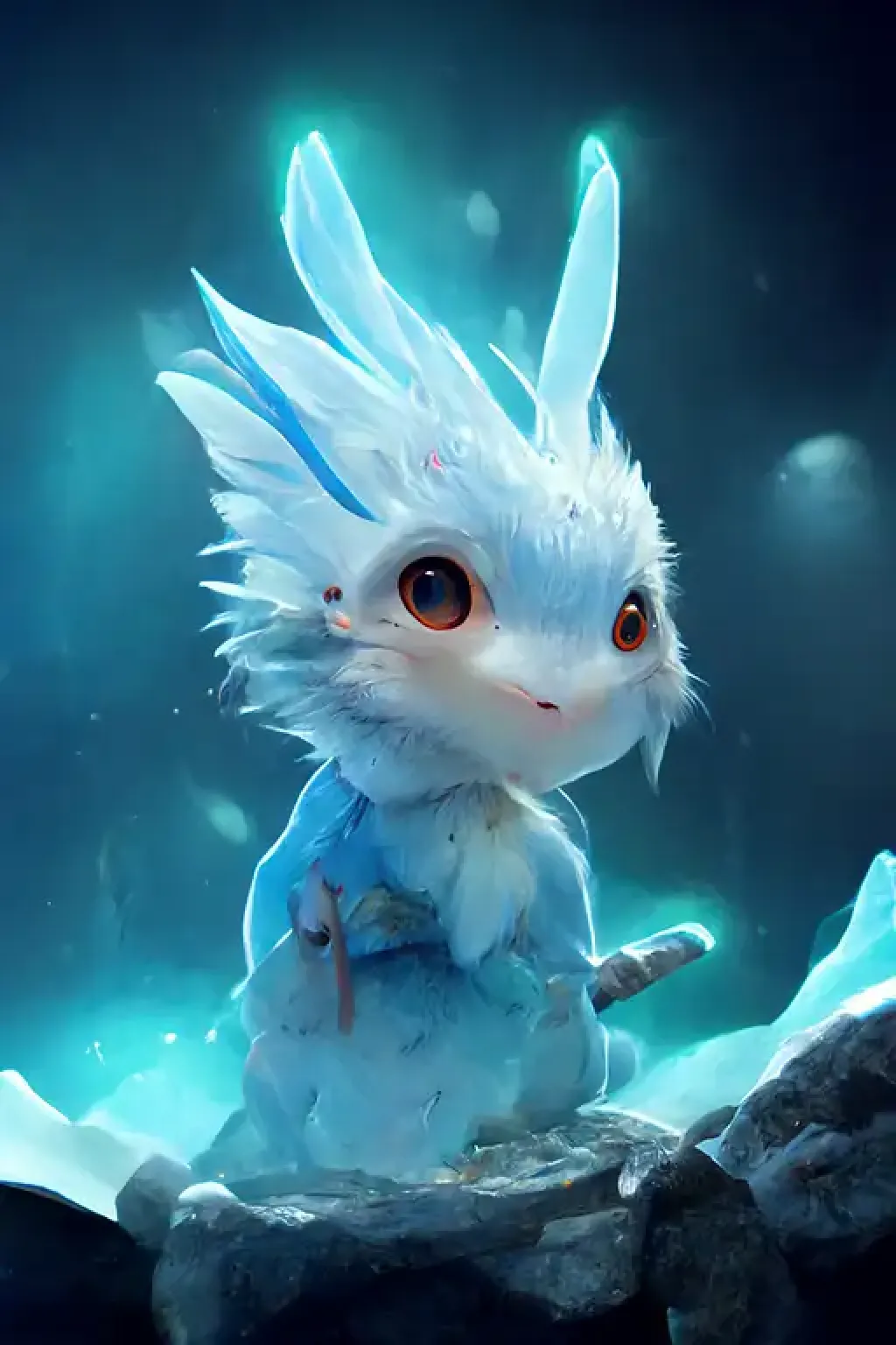 handsome cute ice rabbit in Ro【Midjourney中国】