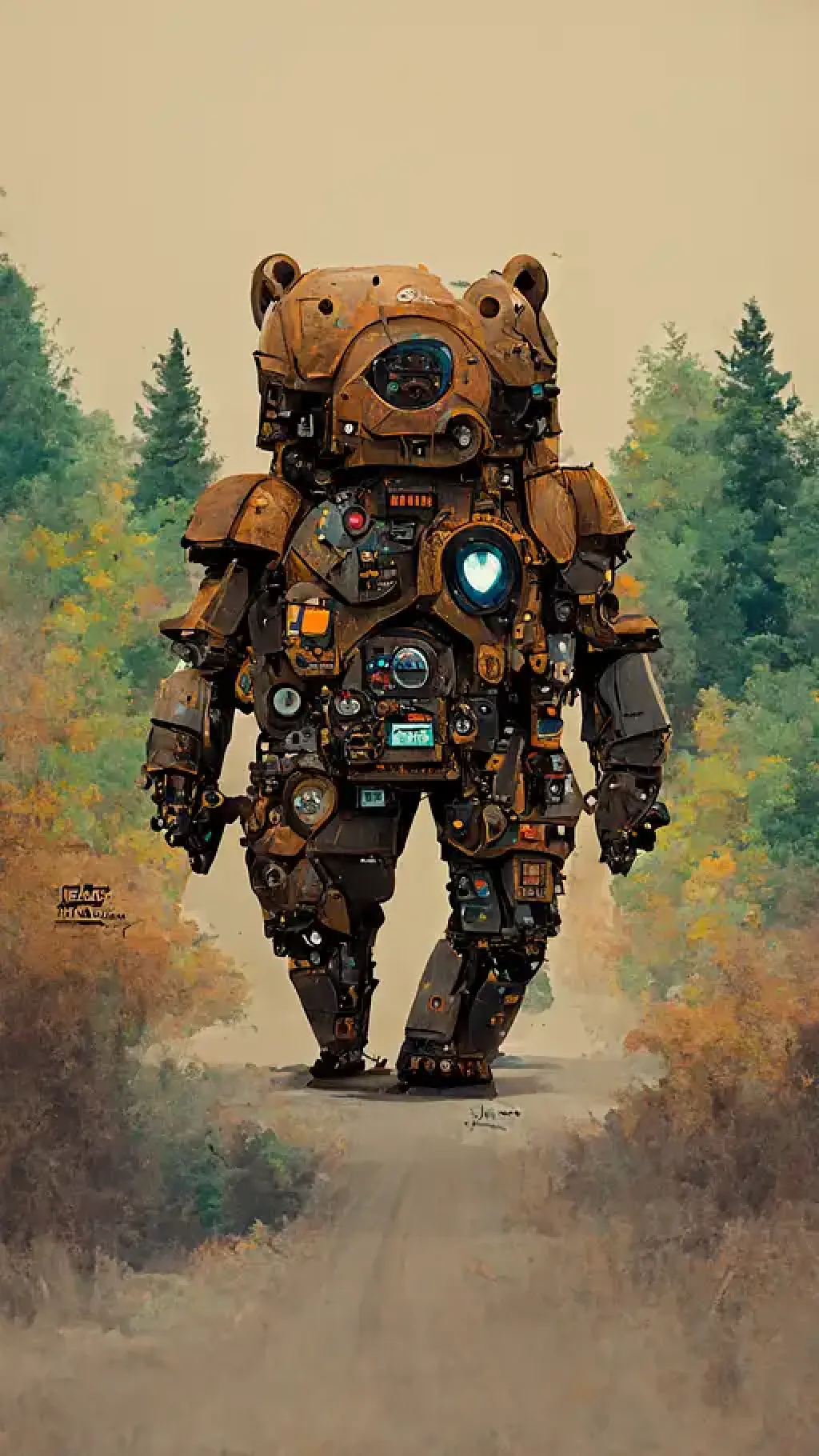 robot grizzly bear mech, battl【Midjourney中国】