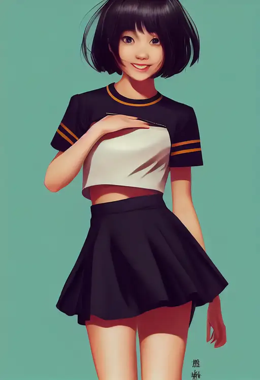 short black hair, Very cute Ja【Midjourney中国】