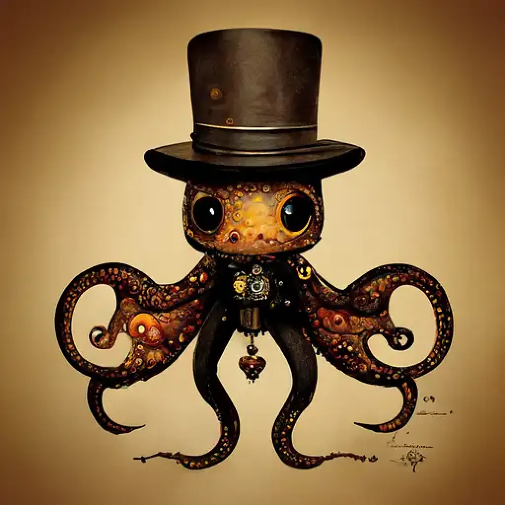 A very dapper steampunk octopu【Midjourney中国】