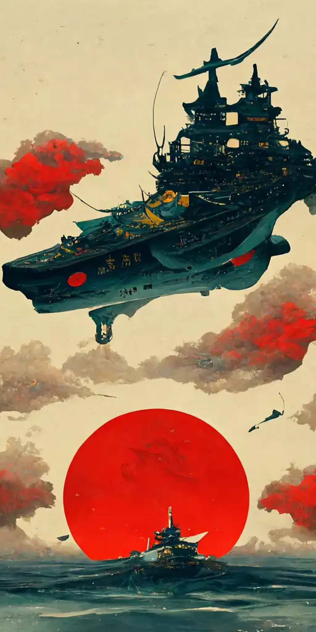 space battleship yamato:: ukiy【Midjourney中国】