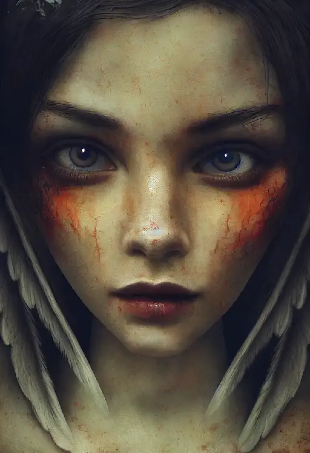 Angel, beautiful face, horror,【Midjourney中国】