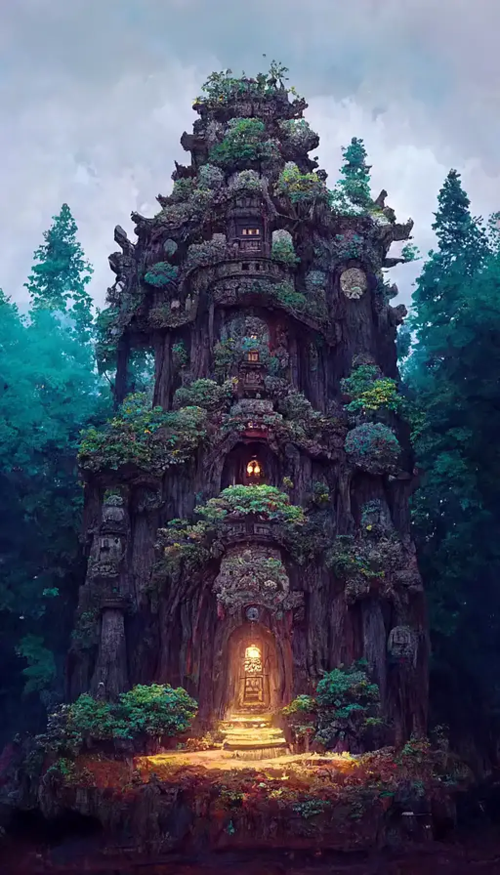 hidden forest temple in the st【Midjourney中国】