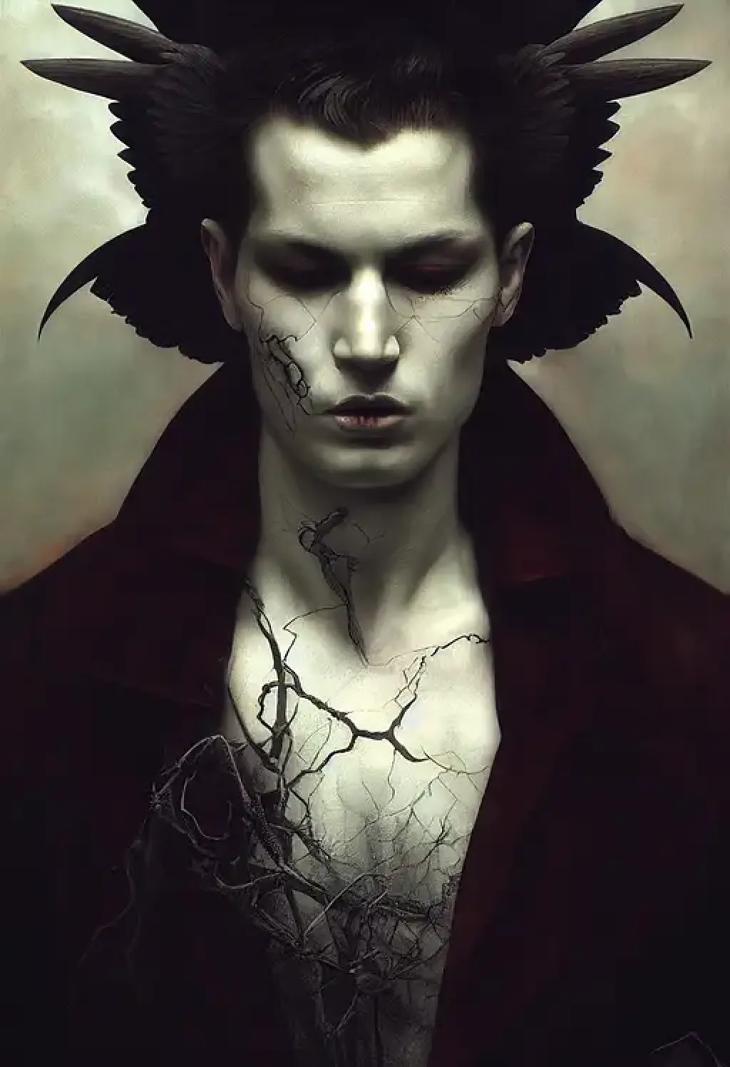 male, fallen angel of sorrow, 【Midjourney中国】